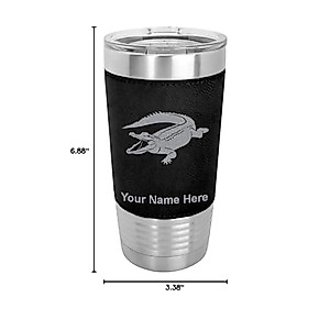 LaserGram 20oz Vacuum Insulated Tumbler Mug, Alligator, Personalized Engraving Included (Faux Leather, Black)