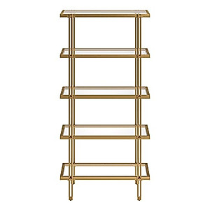 Henn&Hart 68" Tall Rectangular Bookcase in Brass, for Home Office, Living Room