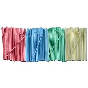 Flexible Plastic Drinking Straws (Assorted Classic Striped) Bendable Disposable BPA Free Bendy Straws