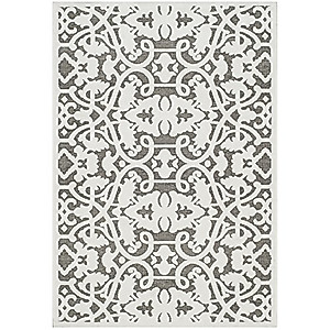 SAFAVIEH Paradise Collection Accent Rug - 3'1" x 4'7", Ivory & Dark Grey, Modern Viscose Design, Ideal for High Traffic Areas in Entryway, Living Room, Bedroom (PARB636C)