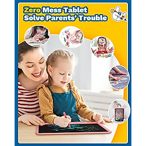 TEKFUN Teen Girl Gifts Ideas, 15inch LCD Writing Tablet for Kids Age 8-10 and Up, Doodle Board 4 5 6 7 Year Old Girl Toys, Mothdays Day Gifts Homeschool Supplies Easter Gifts for Toddlers (Pink)