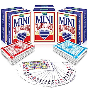 Gamie 2.5 Inch Mini Playing Cards- Pack of 6 Decks- Miniature Card Set- Small Casino Game Cards for Kids, Men, Women- Novelty Gift, Magic Party Favor for Boys Girls, Decoration Idea
