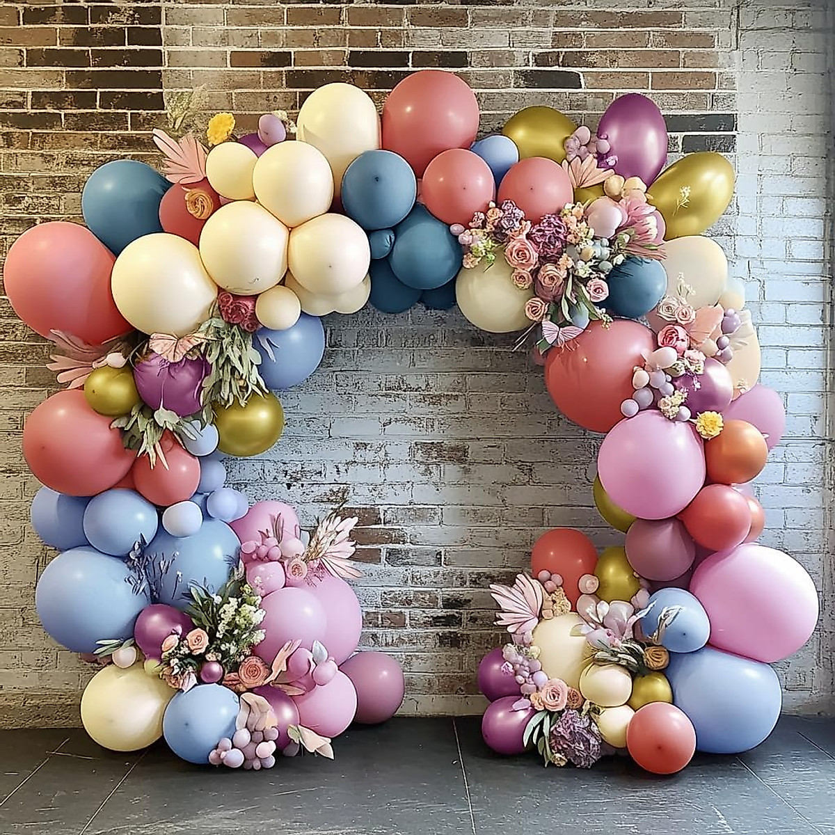 Pastel Balloon Garland Kit Rose Gold Purple Chrome Metallic Dusty Pink Rose Blue Macaron Yellow Balloon Arch Kit for Birthday Baby Shower Garden Party Wedding Wild Flower Picnic Decoration
