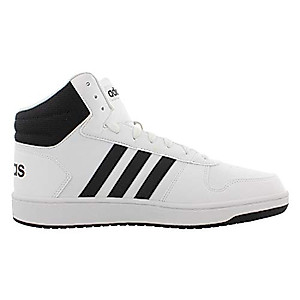 adidas Men's Hoops 2.0 Mid Basketball Shoe, White/Black/Black, 8 M US