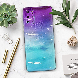 DesignSkinz Splattered Ocean 4823 Absorbed Watercolor Texture Protective Vinyl Decal Wrap Skin Cover Compatible with The Samsung Galaxy S20 (Screen Trim & Back Glass Skin)
