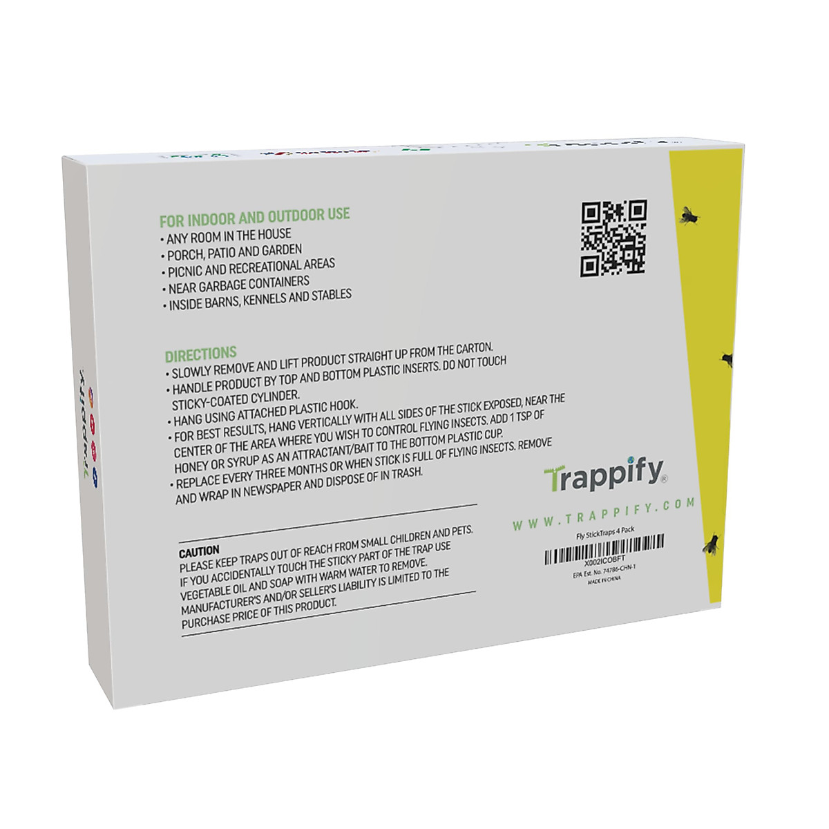 Trappify Hanging Fly Traps Outdoor: Fruit Fly Traps for Indoors | Gnat Trap | Gnat Traps for House Indoor | Fly Trap Indoor - Disposable Sticky Fly Trap for Indoor House Pest Control (4 Pack)