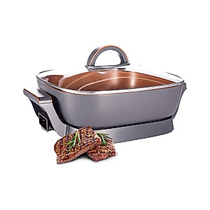 Extra Deep Nonstick Electric Skillet - Scratch Resistant - Serves 3 to 5 People (6Qt.)