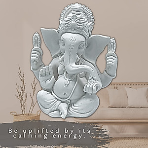 Bellaa 23743 Ganesha Statue Hindu God Lord Ganapati Idol Blessing God Outdoor Sculpture Home Decoration Good Luck Success Gift 5 inch Pure White