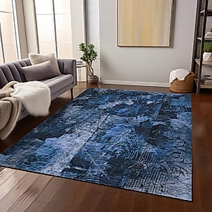 Addison Rugs Chantille ACN560 Blue 9' x 12 Indoor Outdoor Area Rug, Stain Resistant, Machine Washable, Non Shedding, Bedroom, Living Room, Dining Room, Kitchen Rug