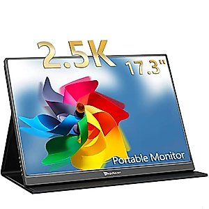 MAGICRAVEN 2.5K Portable Monitor, 17.3 Inch 1440P IPS Laptop Monitor, Dual USB C HDMI Second Computer Screen, VESA Gaming Display with 2 Speakers, Travel Monitor for Laptop PS4/5 PC Phone Xbox Switch