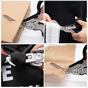 Elegital Emergency Response Shears, Stainless Steel Foldable Scissors Pliers, Outdoor Camping Rescue Scissors Tools, Black +Sheath,