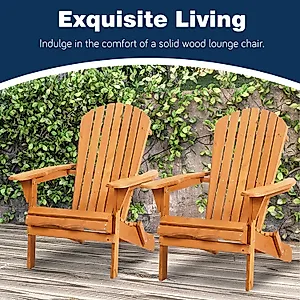 Adirondack Chair Set of 2, Folding Weather Resistant Lawn Chair w/Arms, Heavy Duty Weather Resistant Outdoor Patio Chairs Reclining, Widely Used in Outdoor, Fire Pit, Deck, Outside, Garden, Campfire