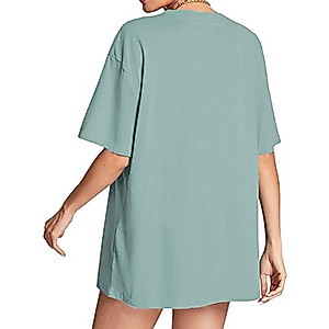 CSDAJIO Women's Graphic Oversized Tee Mountain Letter Print National Park Shirt Vintage Half Sleeve Loose Casual T Shirts Yosemi LightGreen Large