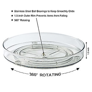 Large Lazy Susan Rotating Turntable Organizer - for Kitchen, Pantry, Cabinet, Dining Table, Fridge, Countertop，Vanity - Spinning Food Storage Container for Spices, Condiments- Clear，11 Inches （1 Pack）