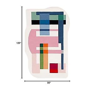 SAFAVIEH Fifth Avenue Collection Area Rug - 8' x 10', Ivory & Pink, Handmade Mid-Century Modern Abstract Wool, Ideal for High Traffic Areas in Living Room, Bedroom (FTV147A)