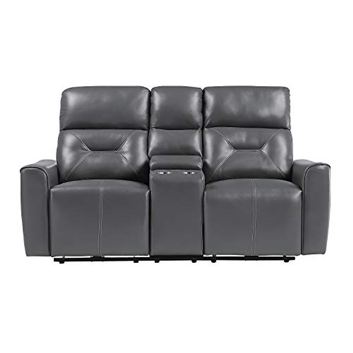 Lexicon Edelweiss Power Double Reclining Loveseat, Dark Gray