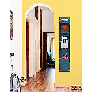 Sports Growth Chart Basketball Locker Custom Name Gift for Kids Room Decor Personalized Growth Chart