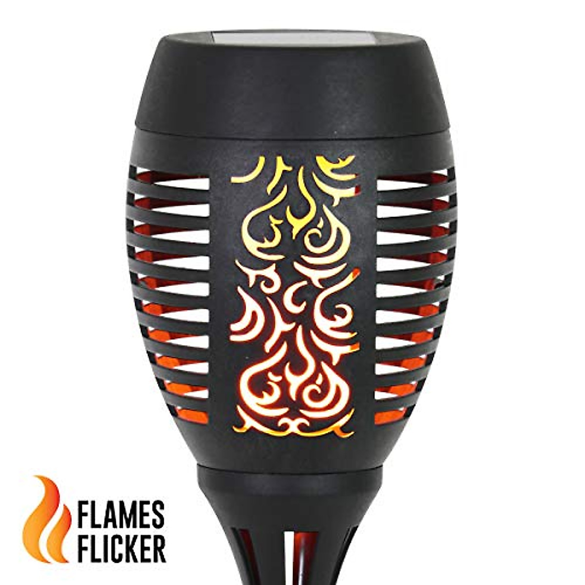 Exhart Garden Solar Lights, Set of 2 Flickering Flame Garden Stake Torches, LED Fire, Outdoor Garden and Yard Decoration, 4 x 21 Inch