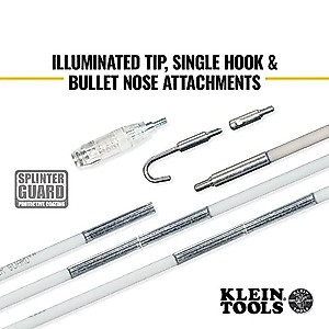 Klein Tools 56430 Glow Fish Rod Set, Wire Puller, 30-Foot