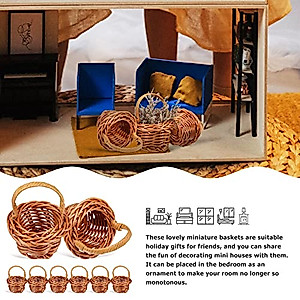 Wicker Basket 8pcs Mini Woven Baskets Miniature Picnic Baskets with Handles Farmhouse Small Basket Wedding Candy Gift Baskets Tiny Hamper Baskets for Wedding Xmas Tree Ornaments Woven Basket