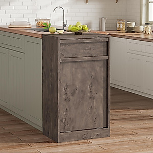 GAOMON Trash Cabinet Tilt Out, Hidden Trash Cabinet 10 Gallon Pet-Proof Trash Bin Holder, Free Standing Garbage Can Cabinet for Kitchen Dining Living Room, Dark Grey