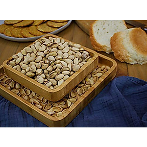 Penko Bamboo Pistachio Snack Bowl Double Dish Holder Bowl Pedestal and Sunflower Seed Nut Bowl with Shell Storage