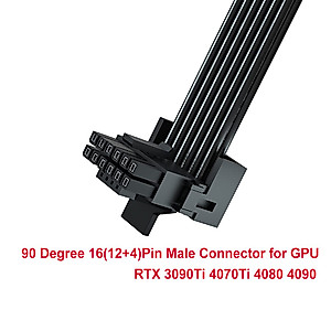JOYJOM PCI-e 5.0 12VHPWR 16 Pin Right Angle Adapter Female to Male Extension Cable, 16AWG 600W 12VHPWR 90 Degree Adapter for Graphic Card GPU 12+4pin RTX 3090Ti 4070Ti 4080 4090 (Type B)