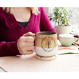 Silver Buffalo The Lord Of The Rings Gondor Elven Text Tapered Pottery Mug | Large Coffee Cup For Tea, Espresso, Cocoa | Holds 18 Ounces