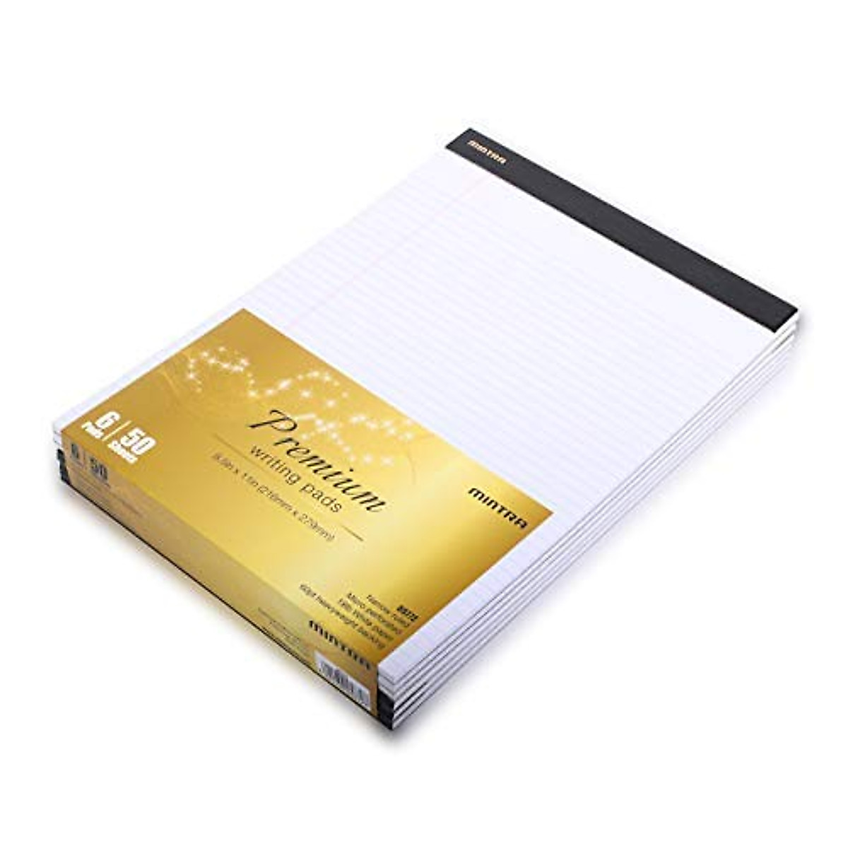 Mintra Office Legal Pads - ((PREMIUM WHITE 6pk, 8.5in x 11in, NARROW RULED)) - 50 Sheets per Notepad, Micro perforated Writing Pad, Notebook Paper for School, College, Office, Professional