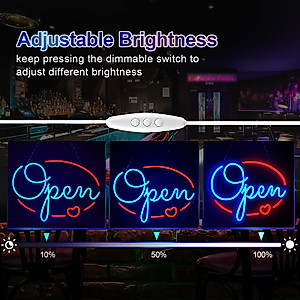 FITNATE Open Sign for Business, 16"x 12" Brightness Adjustable Neon Open Sign USB Powered Ultra Bright Led Light Sign for Window Bar Store Party Decor