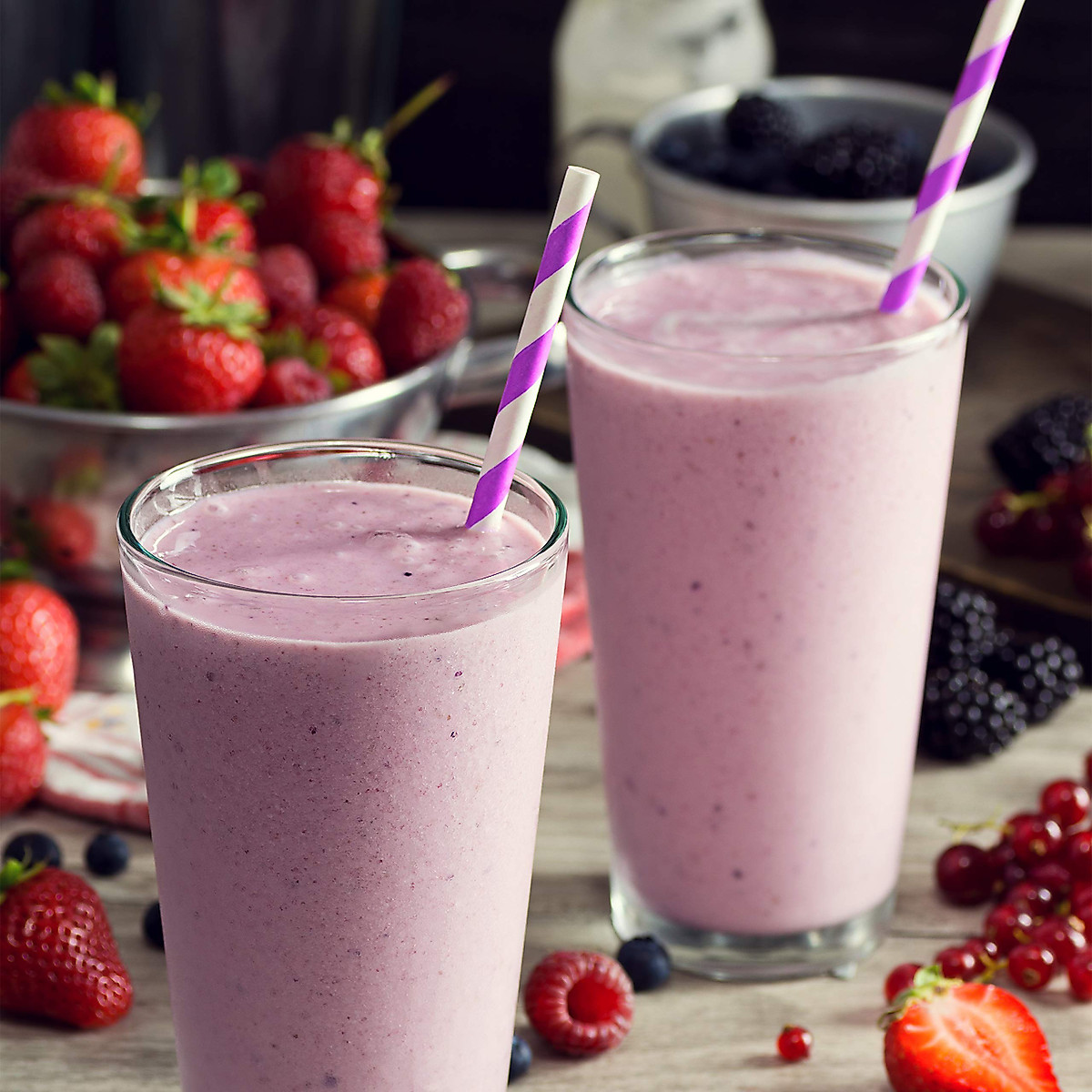 Party On Tap Purple Straws - 50 Pack Of Biodegradable Striped Paper Straws For Parties, Cake Pop Sticks, And More