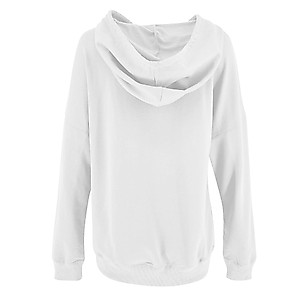 Yuccalley Women's Long Sleeve Fashion Pocket Hoodies Casual Pullover Tops (US, Alpha, Medium, Regular, Regular, White)