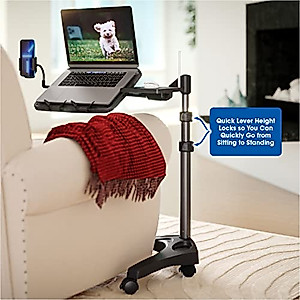 LEVO G2 V16 Mobile Laptop Stand Desk Rolling Cart with Phone Holder and Mouse Tray