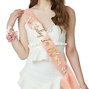 Baby in Bloom Sash & Wrist Corsage Kit - Blush Peach Baby Shower Sash Baby Shower Favors New Mom Gifts