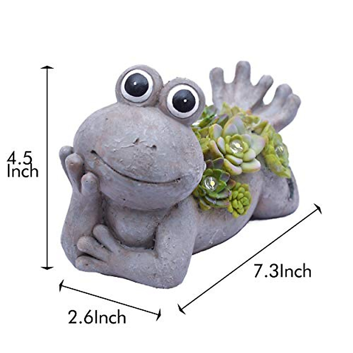 TERESA'S COLLECTIONS Frog Garden Statues with Solar Light, Adorable Resin Lawn Ornaments Green Animal Figurines Sculptures Outdoor Decor for Outside Home Patio Yard Pond Deck Decorations, 7.3 Inch