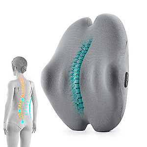 Foamula Vibrating Lumbar Support Pillow, Back Support Pillow with Vibrating Motors for Back Pain Relief, Ergonomic Design with Adjustable Strap for Home Office Chair, Gaming Chair, Car Seat, Plane