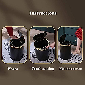 LXXSH Home Living Room Automatic Trash Can Rechargeable Touchless Trash Can for Bathroom and Kitchen (Color : Black, Size : 9l)