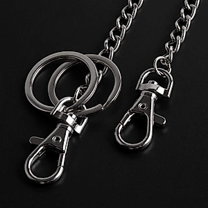 Wallet Chain, Teskyer 18" Silver Keychain with Both Ends Lobster Clasps and Extra 2 Rings for Keys, Wallet, Jeans Pants, Belt Loop, Purse Handbag-Silver