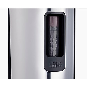 Joseph Joseph EasyStore Luxe Stainless Steel 5 Liter Pedal/1.3 Gallon Trash Can with Bin Liner Storage, Soft-Close Lid, Removable Inner Bucket, for Bathroom, Bedroom, Office