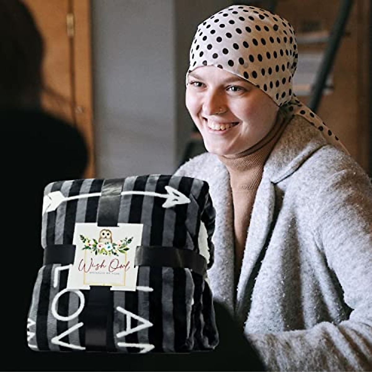 WiseOwell Wish OWL Overcomer Letterboard Healing Compassion Blanket | Get Well Soon Gifts for Men | Comfort Items for Chemo Patients | Inspirational Gifts for Women Cancer Gifts for Men