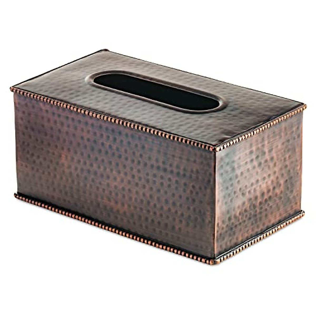 Heavyweight Tissue Box Holder, Luxury Hammered Oil Rubbed Bronze, Rectangular Size