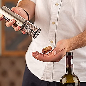 Premium Electric Wine Bottle Opener with Charging Base, Quality Italian Design, Wine Accessories Set, Corkscrew Opener, Display Charging Station, an Unique Gift for Wine Lovers