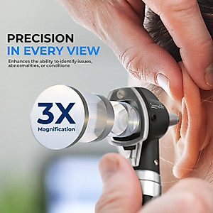 SereneLife 2-in-1 Ophthalmoscope & Otoscope Set | Perfect for Inspecting Ears, Mouth & Nose | Multi-Aperture Diaphragm Wheel & Battery Powered | Includes 4 Reusable Washable Tips | for Family & Pets