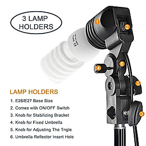 EMART Umbrella Photography Lighting Kit with 700W CFL 5500K Bulbs ,Soft Light Continuous Reflective Umbrella Lights Photography Kit for Portrait Studio Video Recording, Filming, Podcast