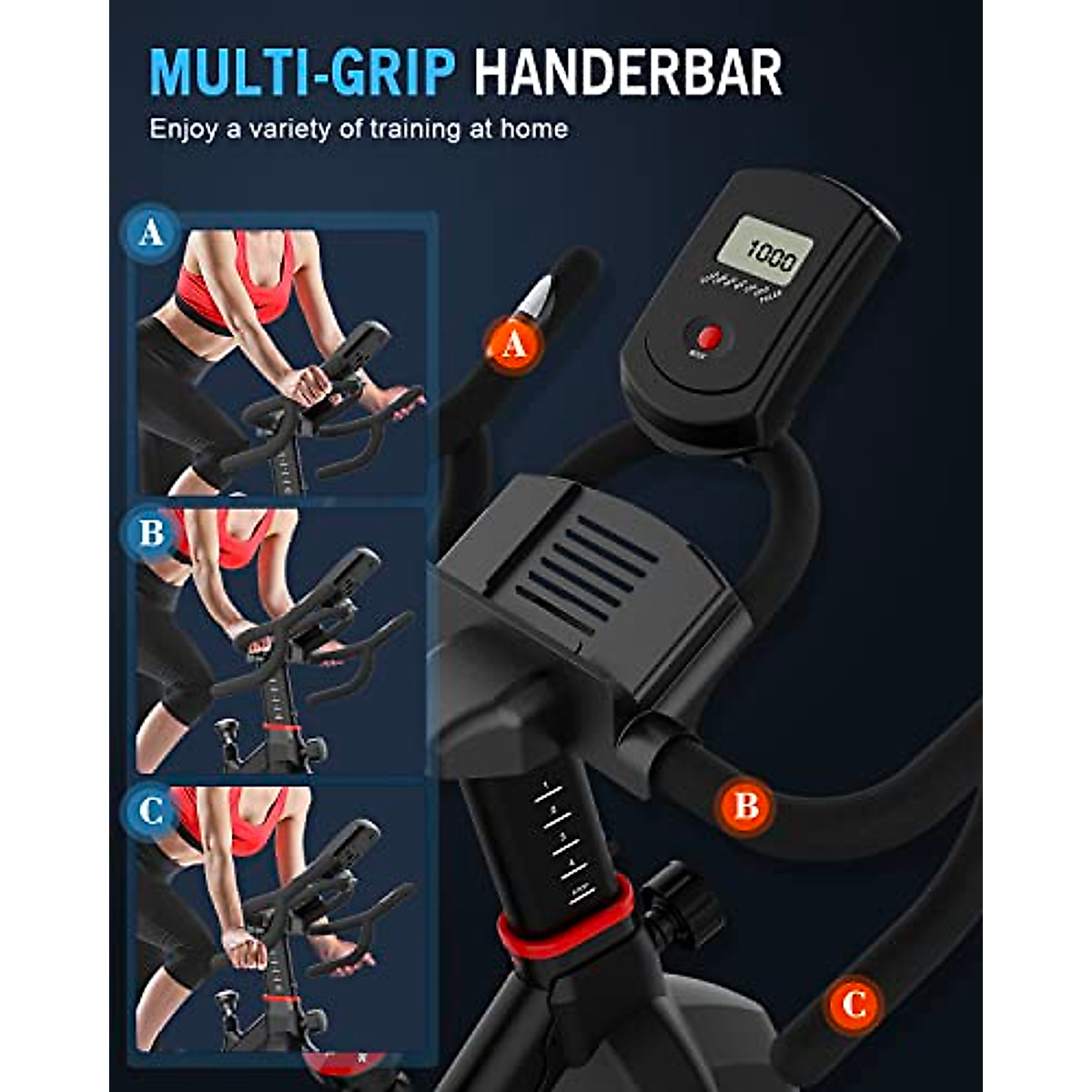 Exercise Bike Stationary, CHAOKE Indoor Cycling Bike with Heavy Flywheel, Comfortable Seat Cushion, Silent Belt Drive, LCD Monitor for Home Gym Cardio Workout Training