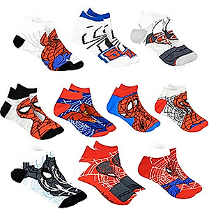 Marvel Spider-Man Socks for Boys, 10 Pairs Low Cut Socks for Boys Ages 3-9