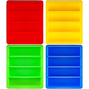 Hedume Set of 4 Silicone Butter Mold Tray, Silicone Ice Cube Trays, Collins Ice Cube Mold Tray, BPA Free, Rectangular Mold for Butter, Cocktail, Bottled Beverage, Cake and Soap Bar