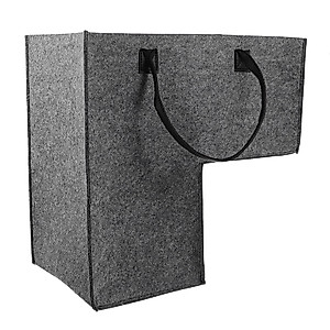 Small Basket L-Shape Stair Basket Organizer, Foldable Stair Baskets, Fabric Staircase Storage Organizer with Leather Handles, Stair Tidy Basket Bin for Laundry Basket