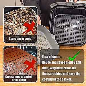 Golden Associate Silicone Liners Square 8.5 Inches 2 Pcs, for Air Fryer Basket, Non-stick Food-grade Reusable Silicone Pot Baking Tray