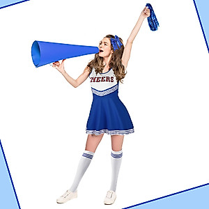 SATINIOR 4 Pcs Halloween Cheerleader Costumes for Women Girls Cheer Outfit Fancy Dress for Halloween Party (Blue, X Large)